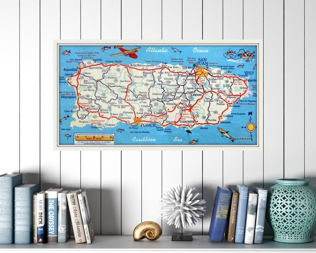 Meaningful Gifts PUERTO RICO Map Art Print Vintage San Juan - Etsy