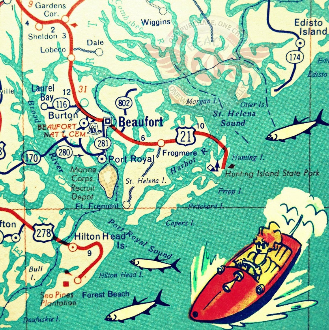 BEAUFORT map print meaningful gifts for him Beaufort SC map | Etsy