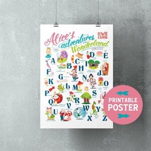 Alice in Wonderland Printable Poster Digital Download Print, From A to ...