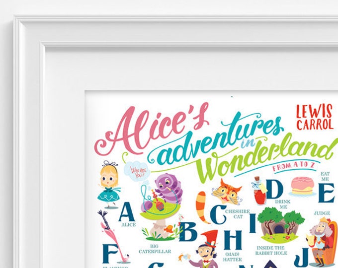 Alice in Wonderland Poster, Alphabet Print (12,60 X 18,10) From A to Z ...