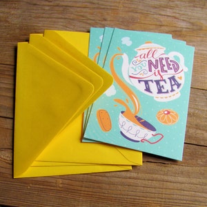 Tea Lover Cards: All You Need is Tea, 3 Cards With Envelopes - Etsy