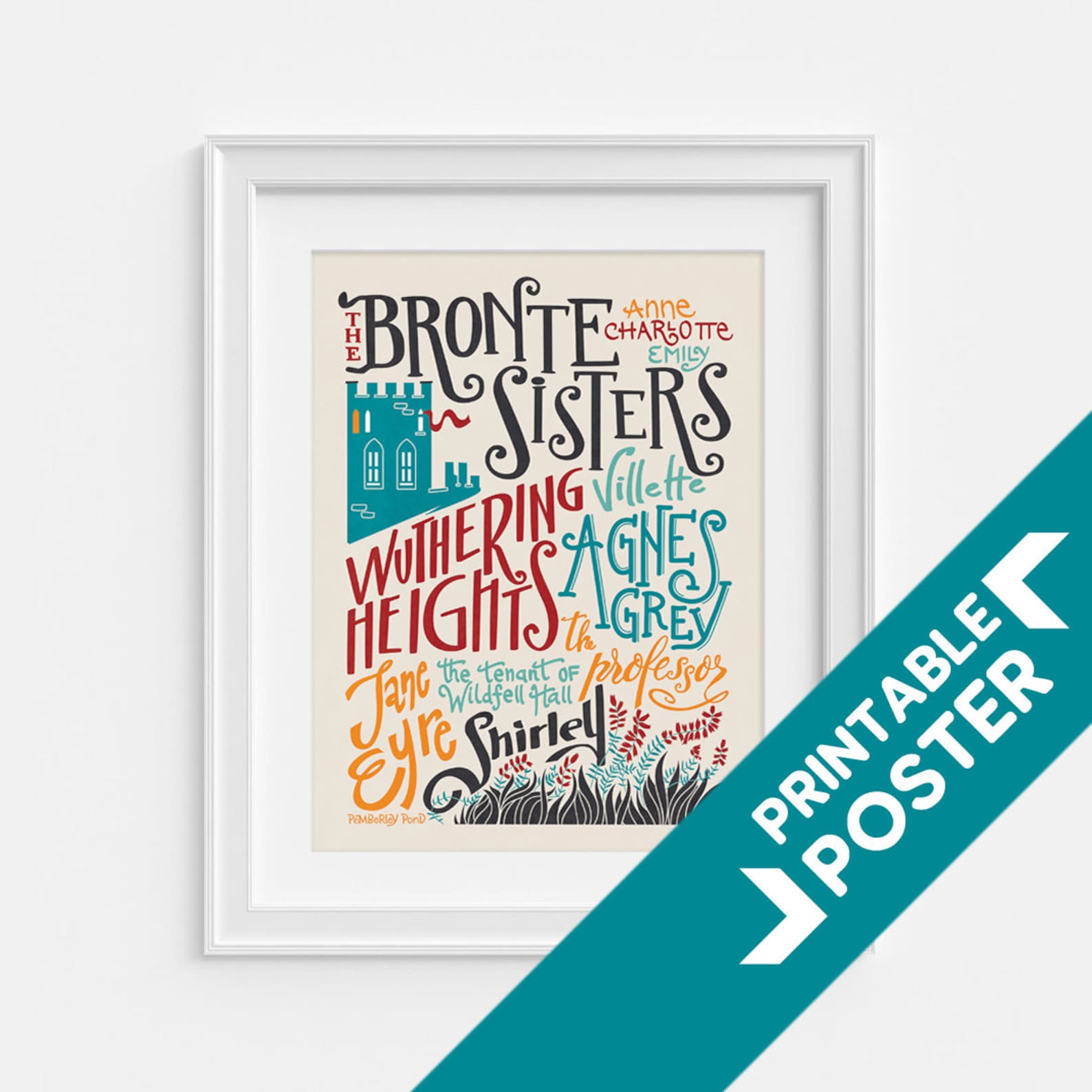 Wallart Bronte Sisters Hand Lettering Print at Home Poster | Etsy