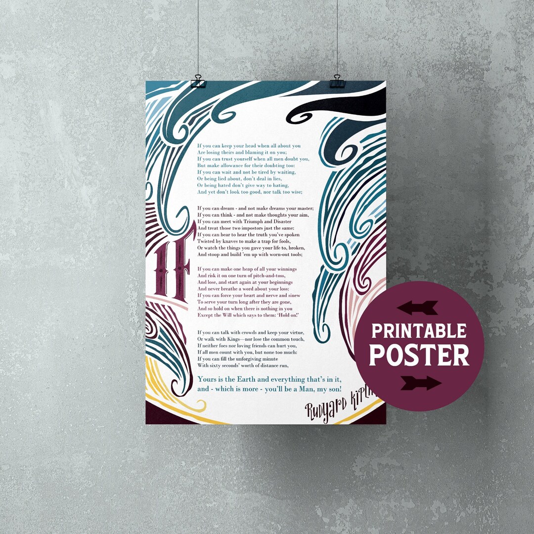 If by Kipling Printable Poster, Instant Download of the Poem - Etsy Canada