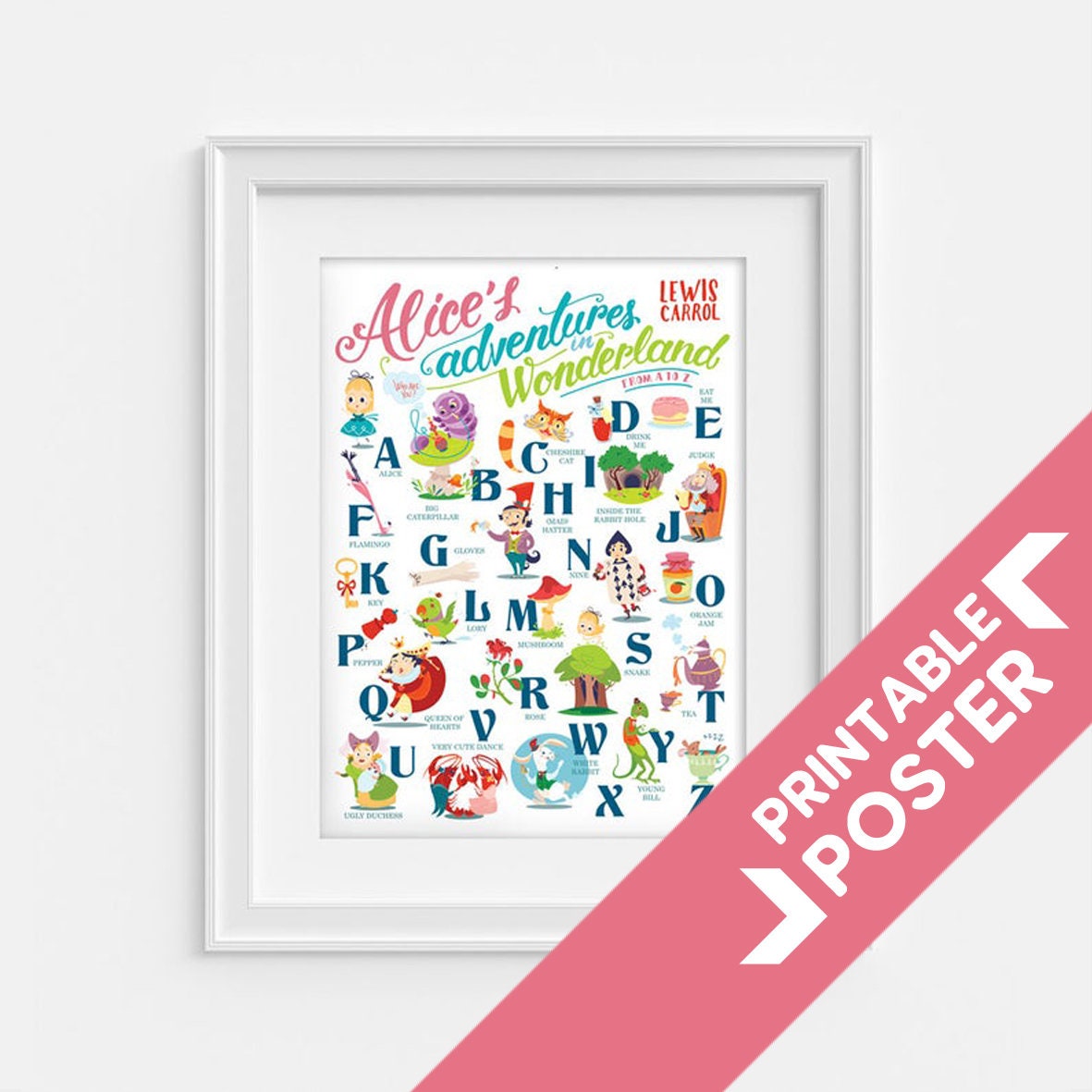 Alice in Wonderland printable poster digital download print | Etsy