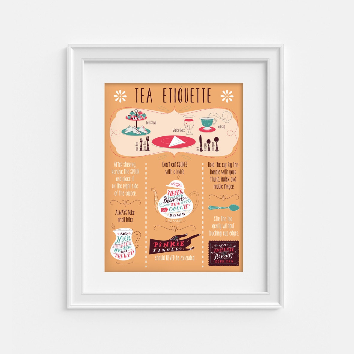 Tea poster. Print at home poster on the etiquette of tea | Etsy