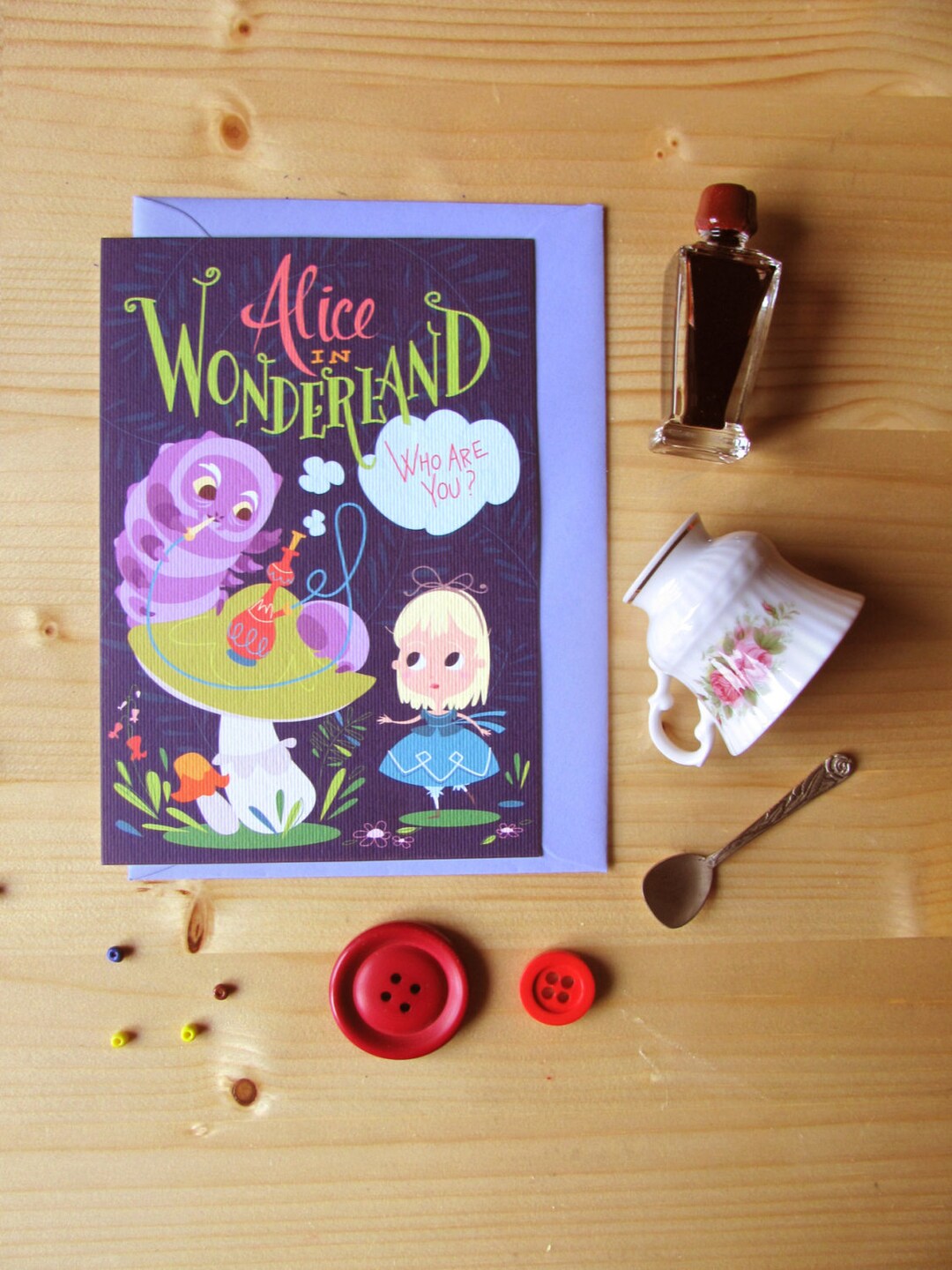 3 Alice in Wonderland Cards, Illustrated Cards With Matching Envelopes ...