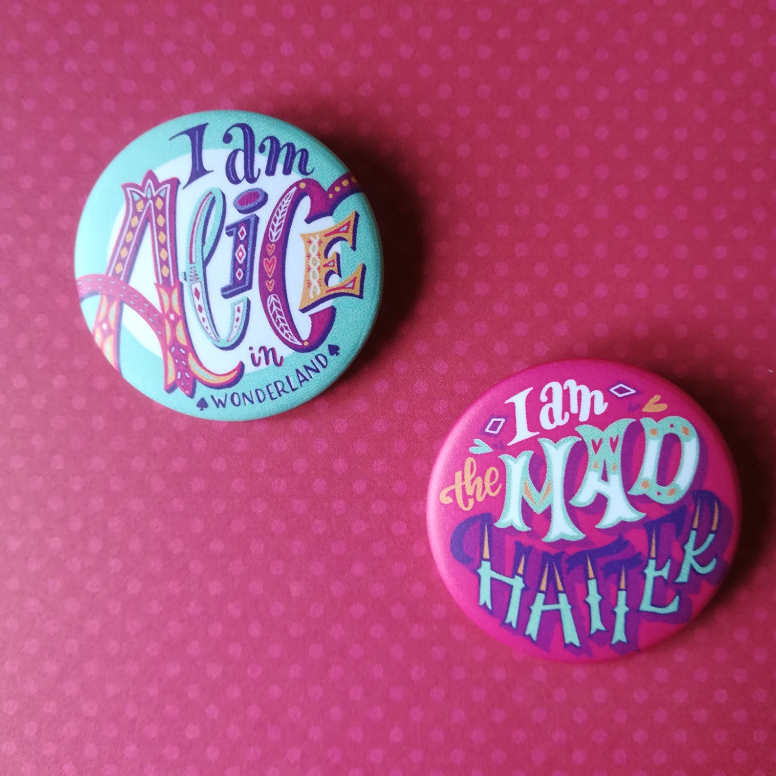 Alice in Wonderland Pins Set of Three: I Am Alice I Am the - Etsy