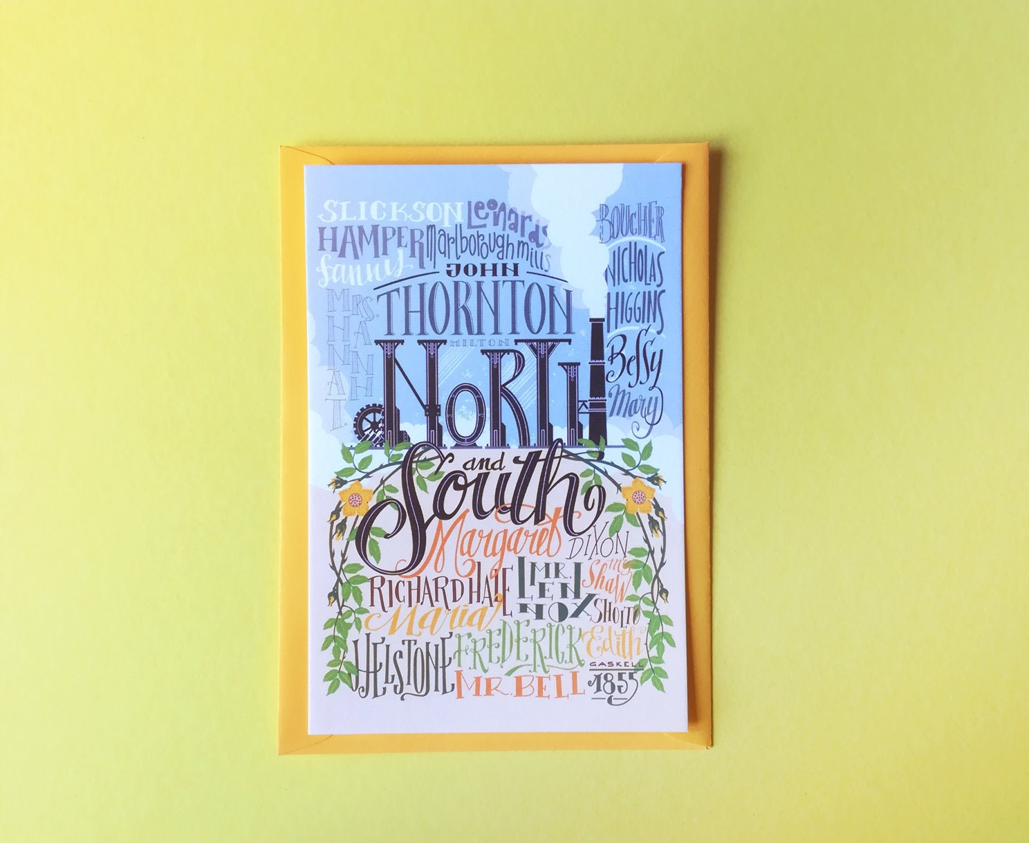 3 North and South cards hand lettering cards with matching | Etsy