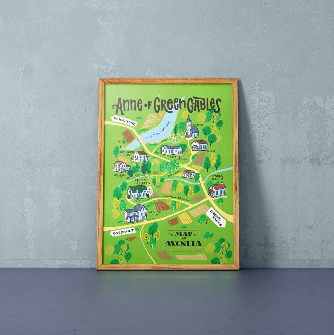 Anne of Green Gables Map, Illustrated Map of Avonlea (12,60 X 18,10 ...