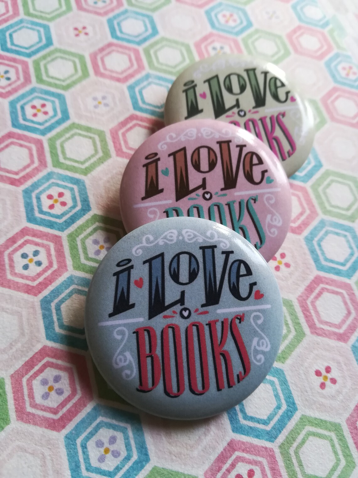 Book Lover Pins Set of Three Cute I Love Books Pins | Etsy