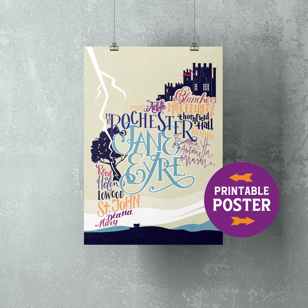 Jane Eyre Printable, Instant Download Poster Dedicated to the Novel by ...