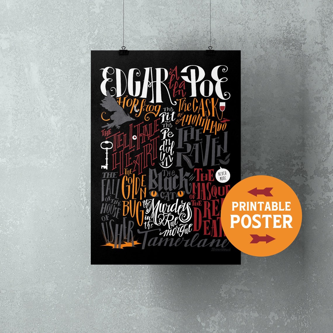 Edgar Allan Poe Bibliography Digital Download Hand - Etsy