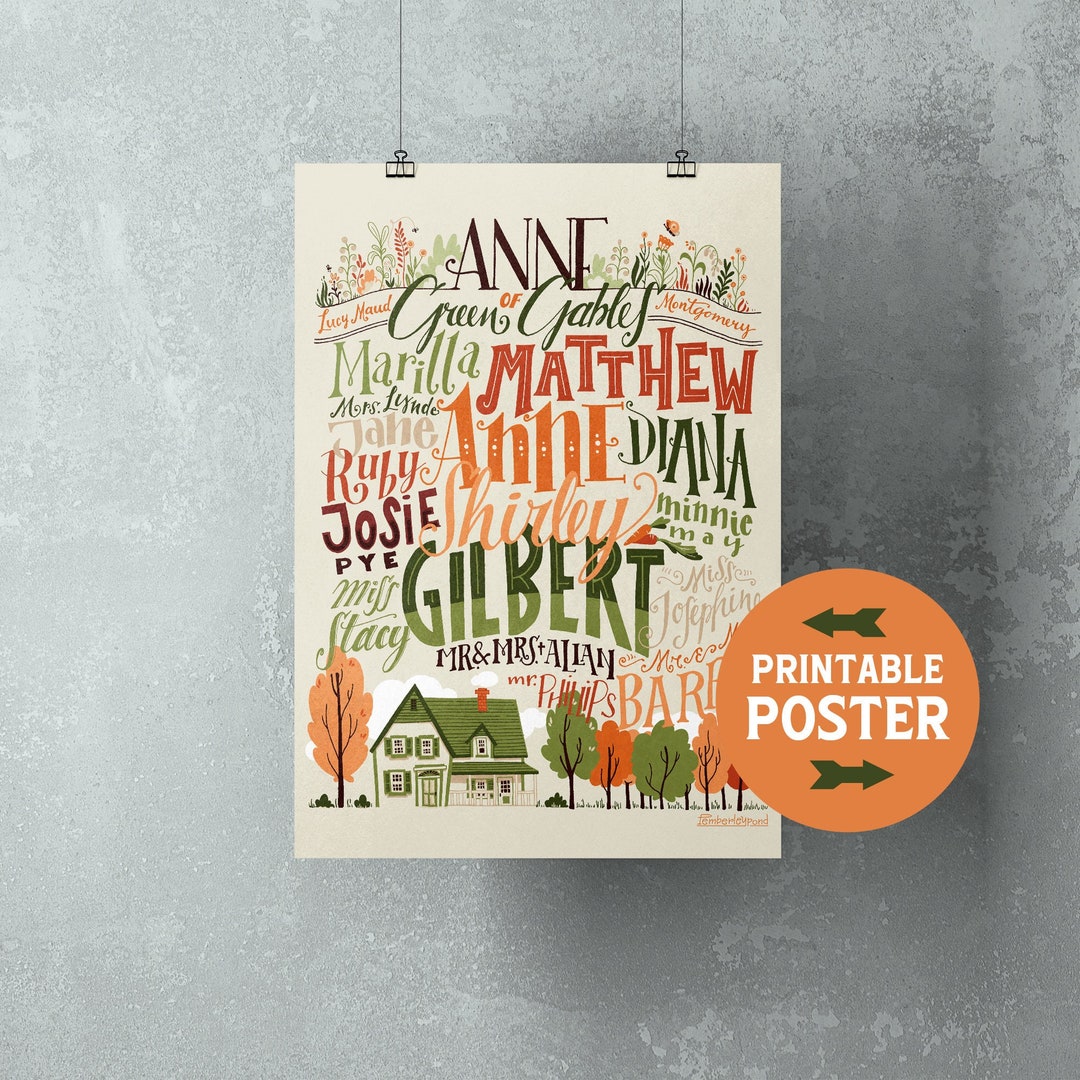Anne of Green Gables Print Digital, Characters and Places in ...