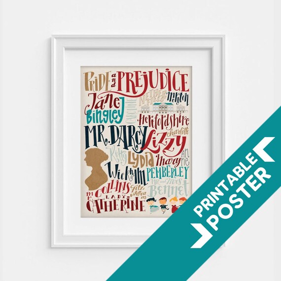 Pride and Prejudice book poster: Digital download with | Etsy