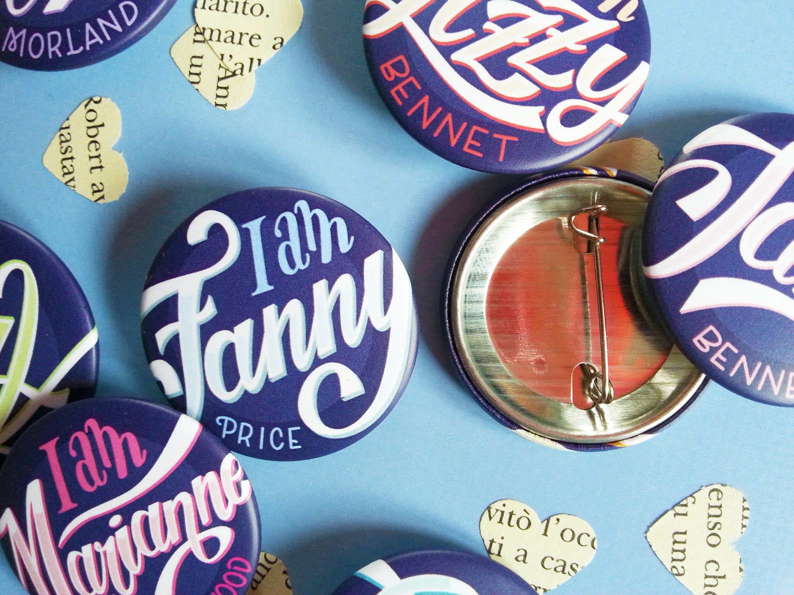 Set of ten pins choose your favourite. Literary buttons | Etsy