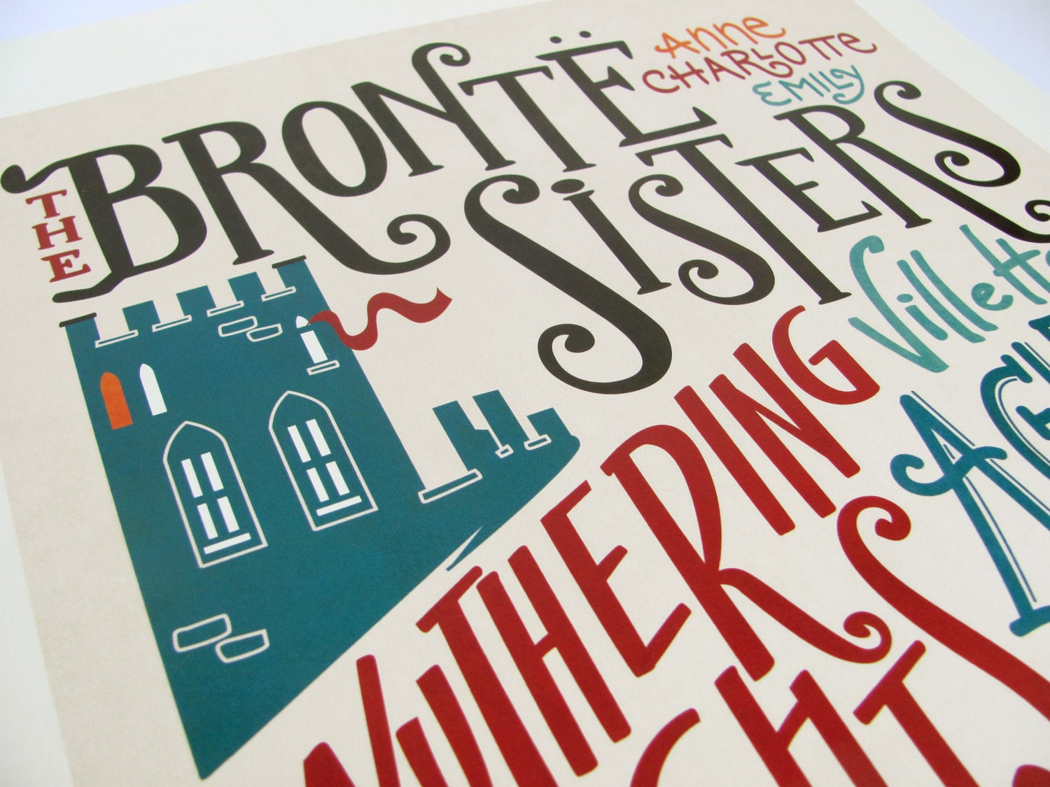 Wallart Bronte sisters hand lettering print at home poster | Etsy