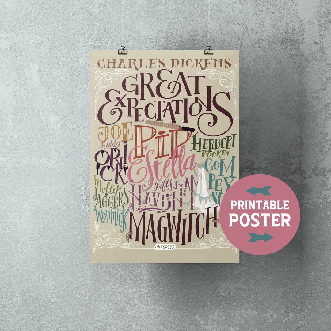 Charles Dickens Printable Poster, Great Expectations, Characters Hand ...