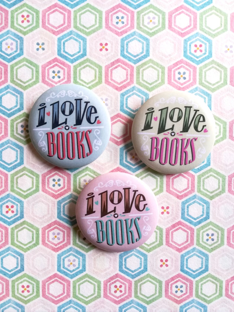Book Lover Pins Set of Three Cute I Love Books Pins | Etsy