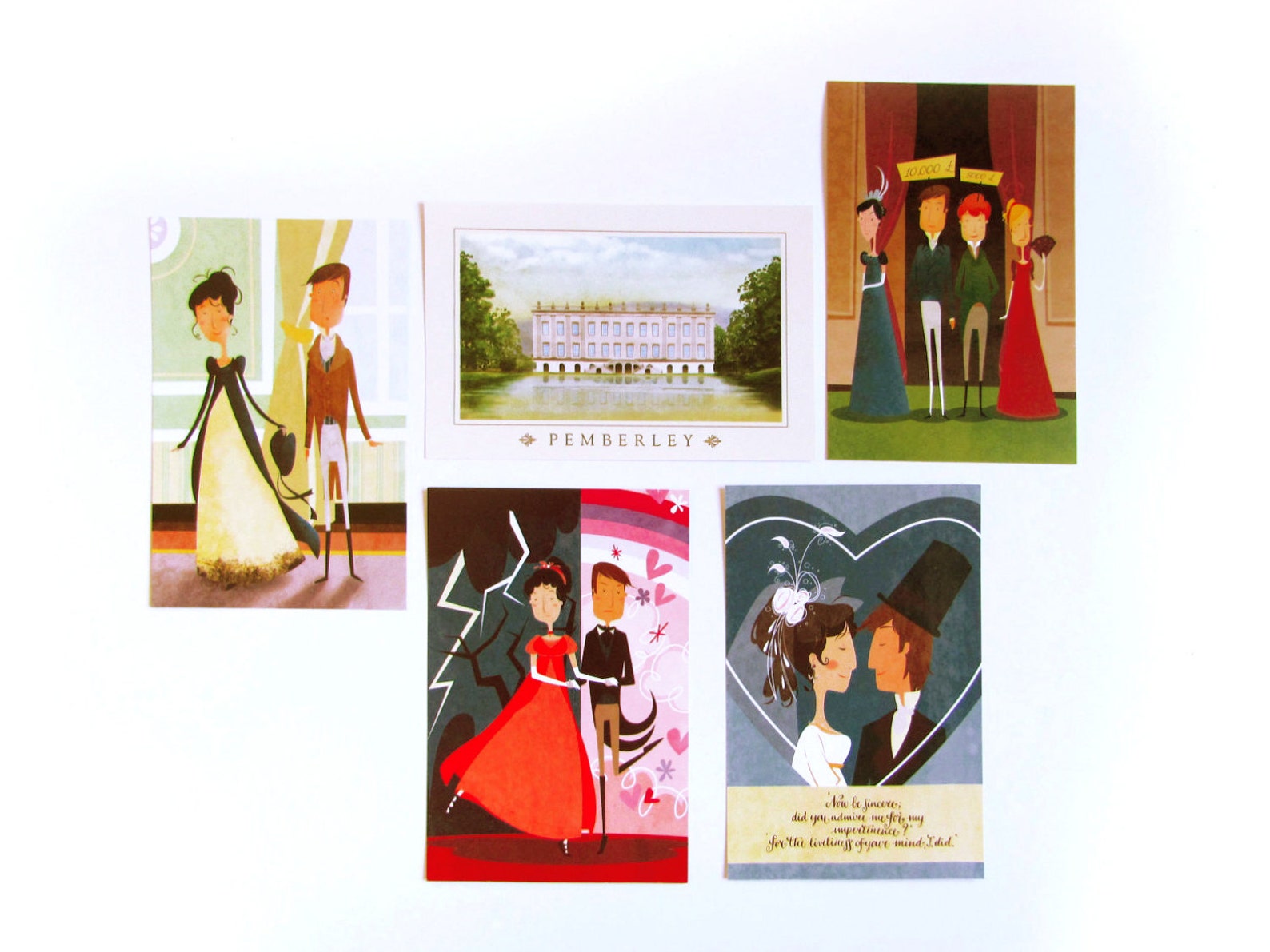 Set of All Our Pride and Prejudice Postcards Illustrated - Etsy