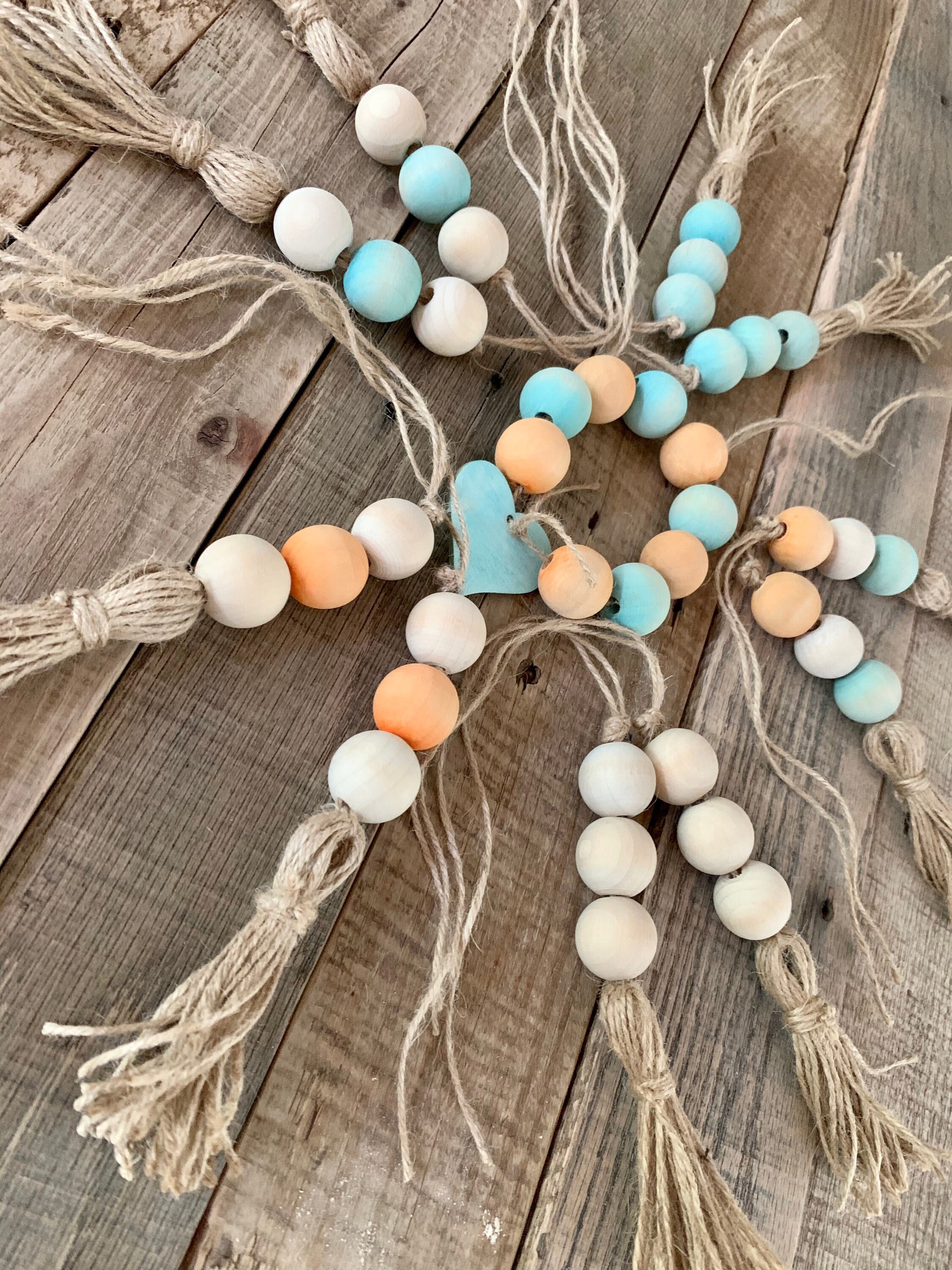 Wood Bead Tassel Set / Farmhouse Wood Tassel / Jute Tassel / | Etsy