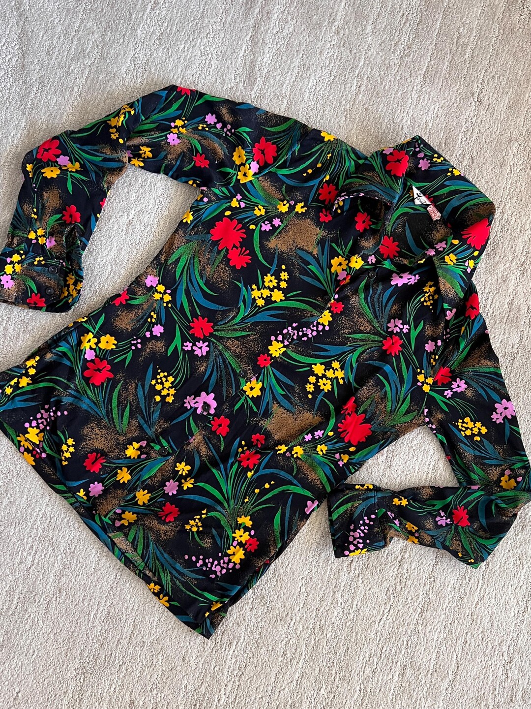 70's Tarvi Funky Floral Blouse - Size Small/medium - Etsy