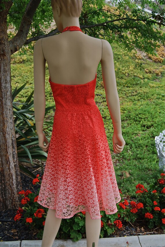 90's - Betsey Johnson - Halter Dress - Orange Ombre L… - Gem