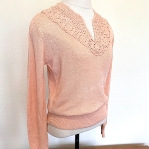 70's NWT "organically Grown" Pastel Peach Pullover Vneck Sweater - Size ...
