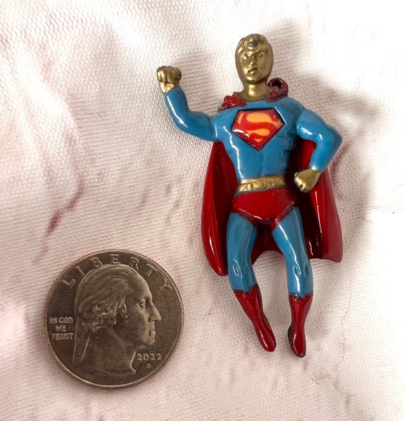 1978 Metal Superman Pendant 2.25" Tall - Gem