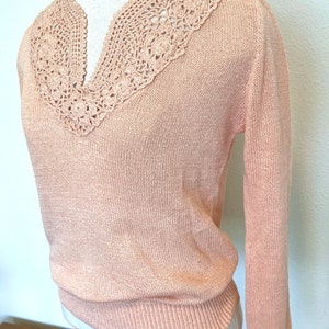 70's NWT "organically Grown" Pastel Peach Pullover Vneck Sweater - Size ...