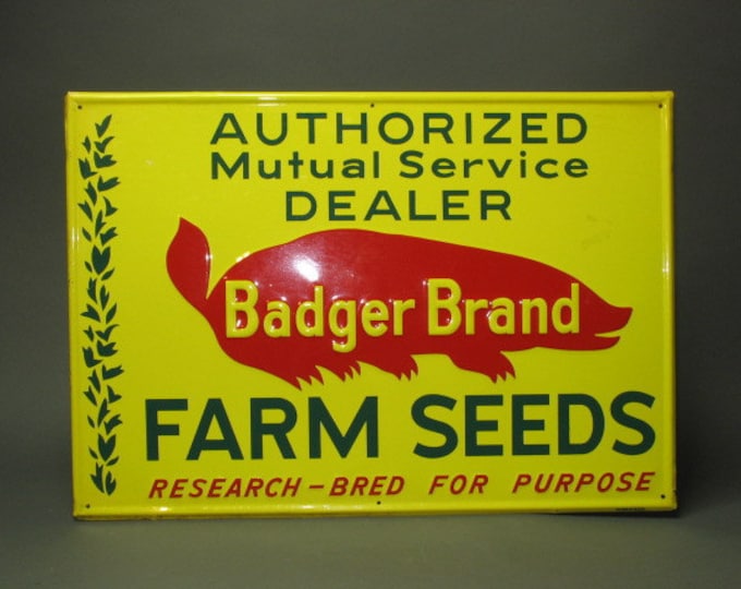 Terrific Shape ANTIQUE Advertising Feed Sign by Badger Brand Highly ...