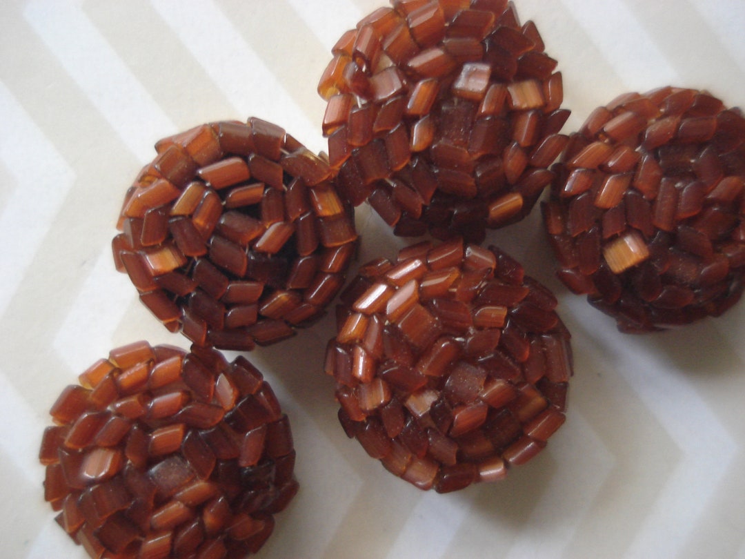 Fancy Nancy Button Covers 5 Rust Colored Button Covers Fancy Beaded ...