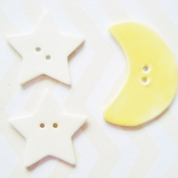 Moon and Stars Button - Etsy
