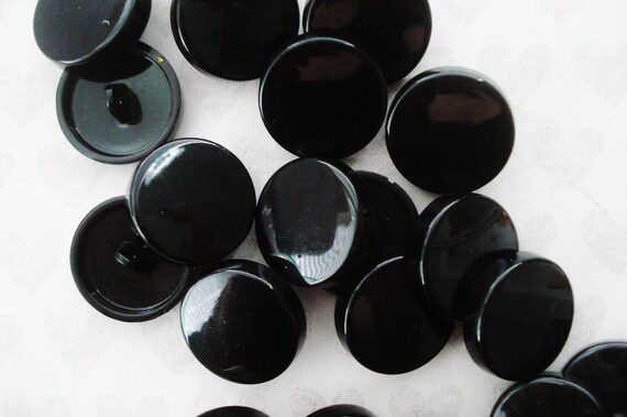 Thick Black Czech Buttons Vintage Czech Glass Buttons 25 | Etsy