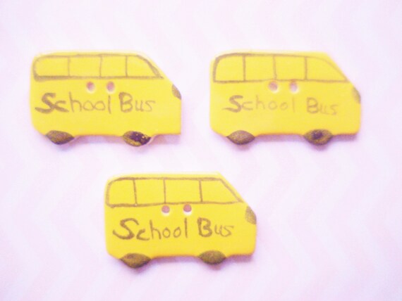 Vintage Ceramic School Bus Buttons 3 Porcelain Kids Bus | Etsy