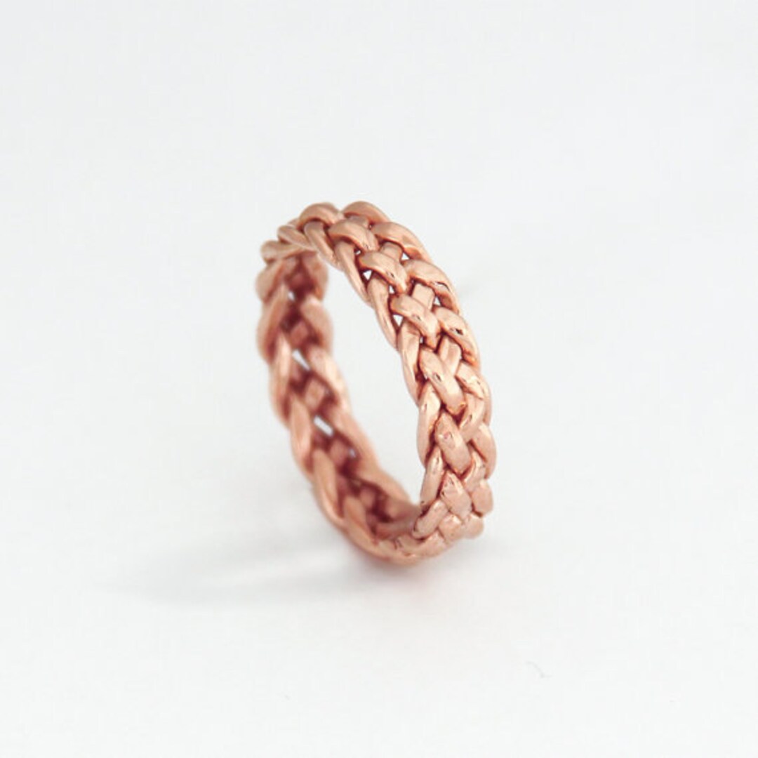 Braided Gold Wedding Band 14K Rose Gold Engagement Ring - Etsy