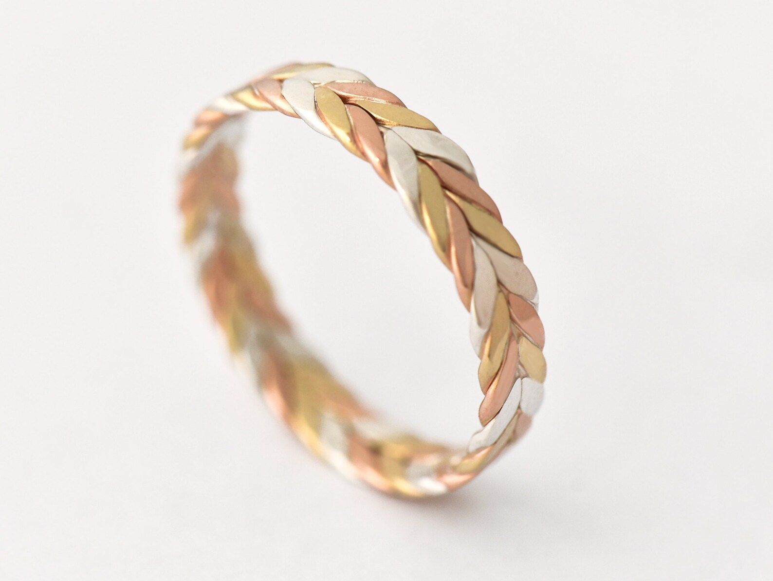 Three Tone Gold Ring Trinity Wedding Band Unique Men's/ - Etsy