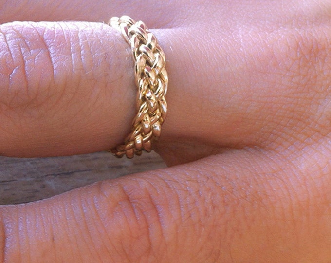 Braided Wedding 14K Gold Band Ring - Etsy Israel