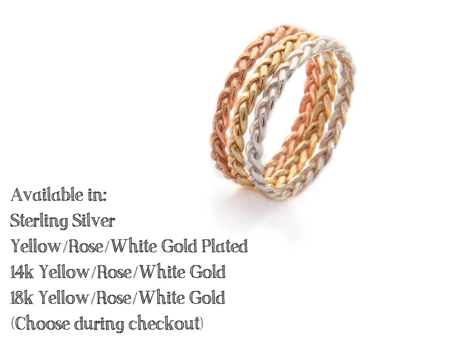 Braided Gold Wedding Band 14k White/Rose/Yellow Gold Wedding | Etsy