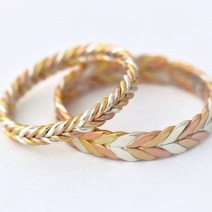 Three Tone Gold Ring, Trinity Wedding Band, Unique Men's/ Womens ...