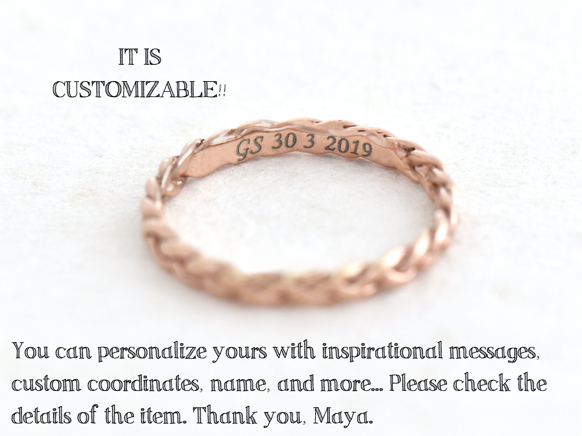 18K White Solid Gold Wedding Band for Women Braided Gold Ring | Etsy