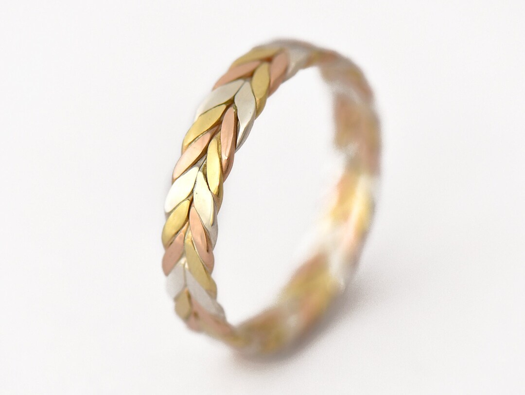 Three Tone Gold Ring, Trinity Wedding Band, Unique Men's/ Womens ...