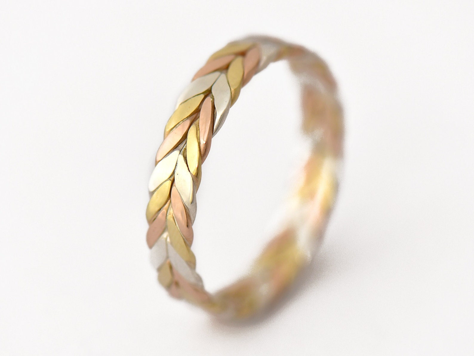 Three Tone Gold Ring Trinity Wedding Band Unique Men's/ - Etsy