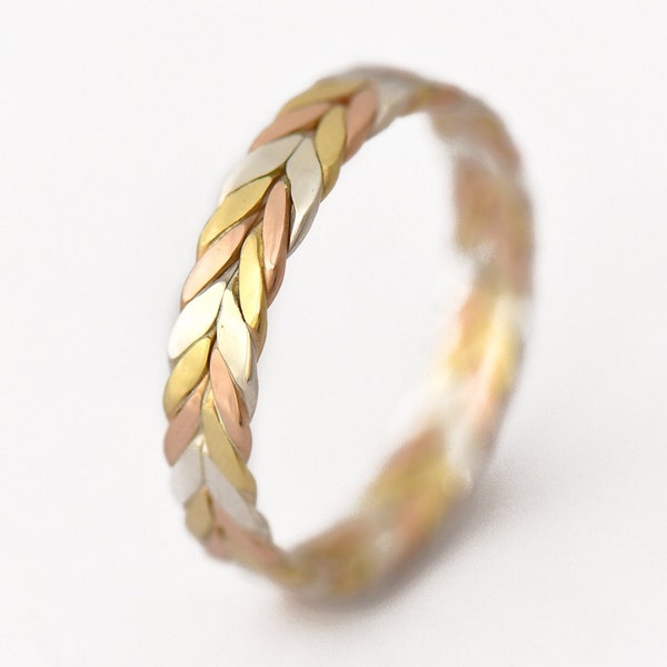 Tricolor Braided Wedding Band - Etsy