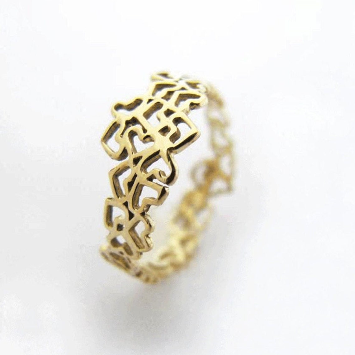 Gold Heart Promise Ring Commitment Ring Tiny Hearts Ring | Etsy