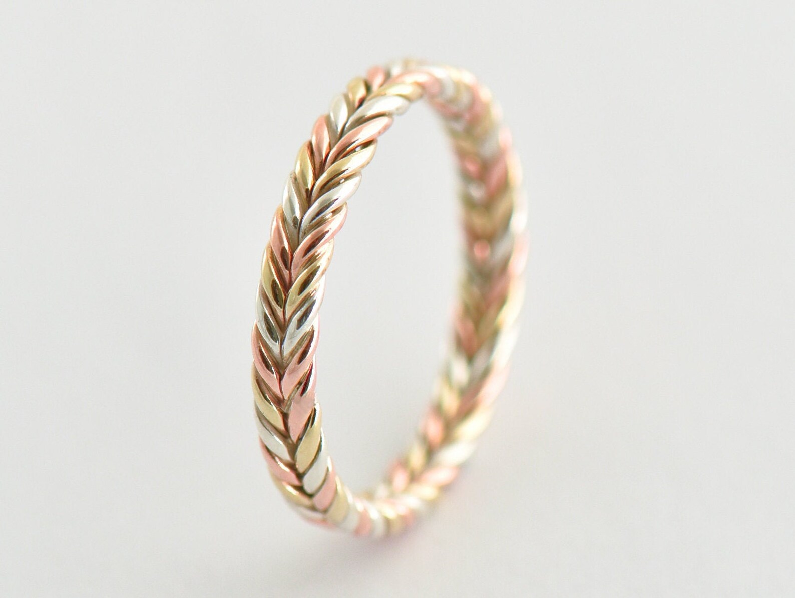 Trinity Wedding Ring Unique Braided Wedding Band Tricolor - Etsy