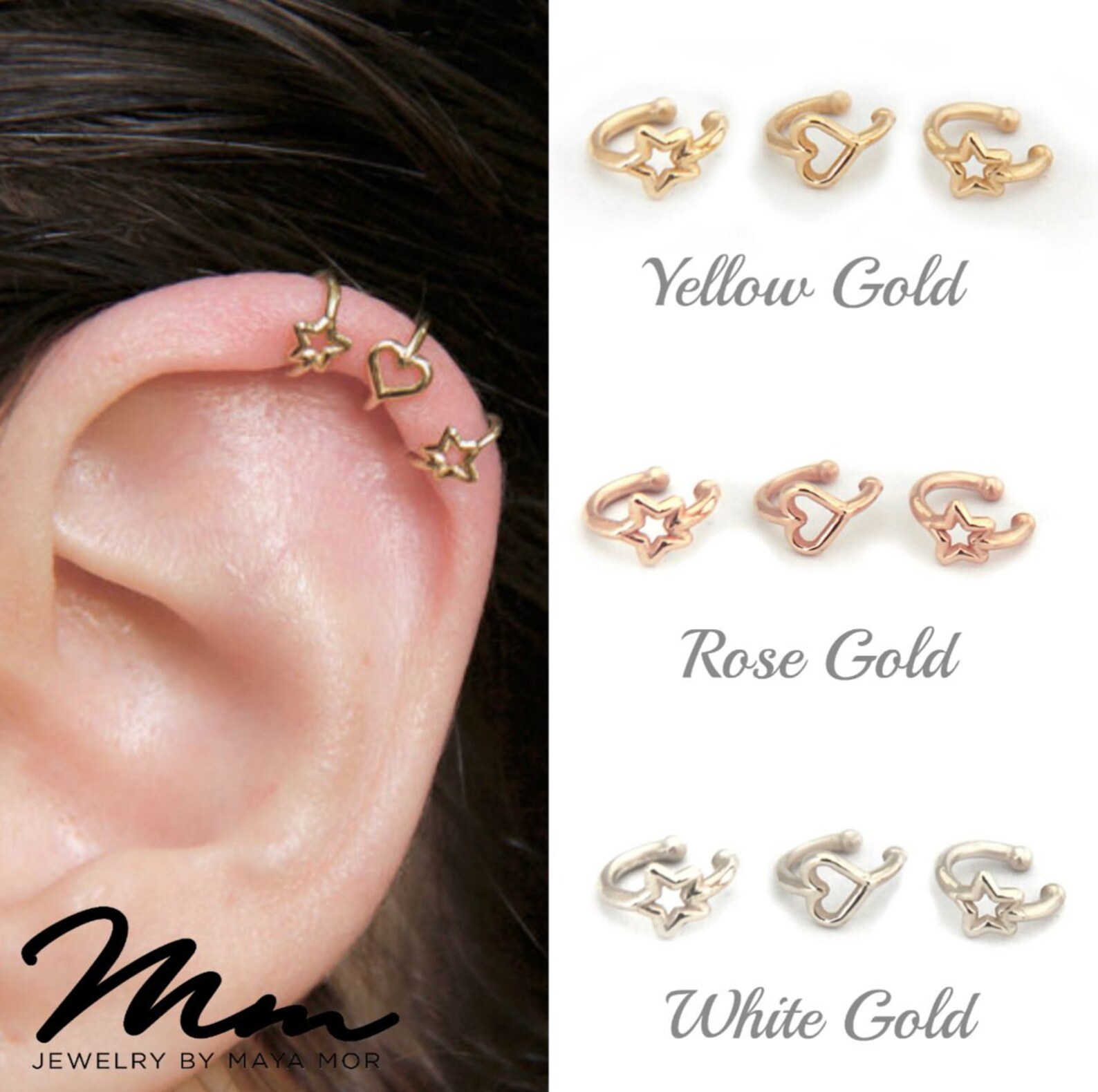 Fake Ear Piercing Ear Wrap Cartilage Ear Cuff Simple Ear | Etsy