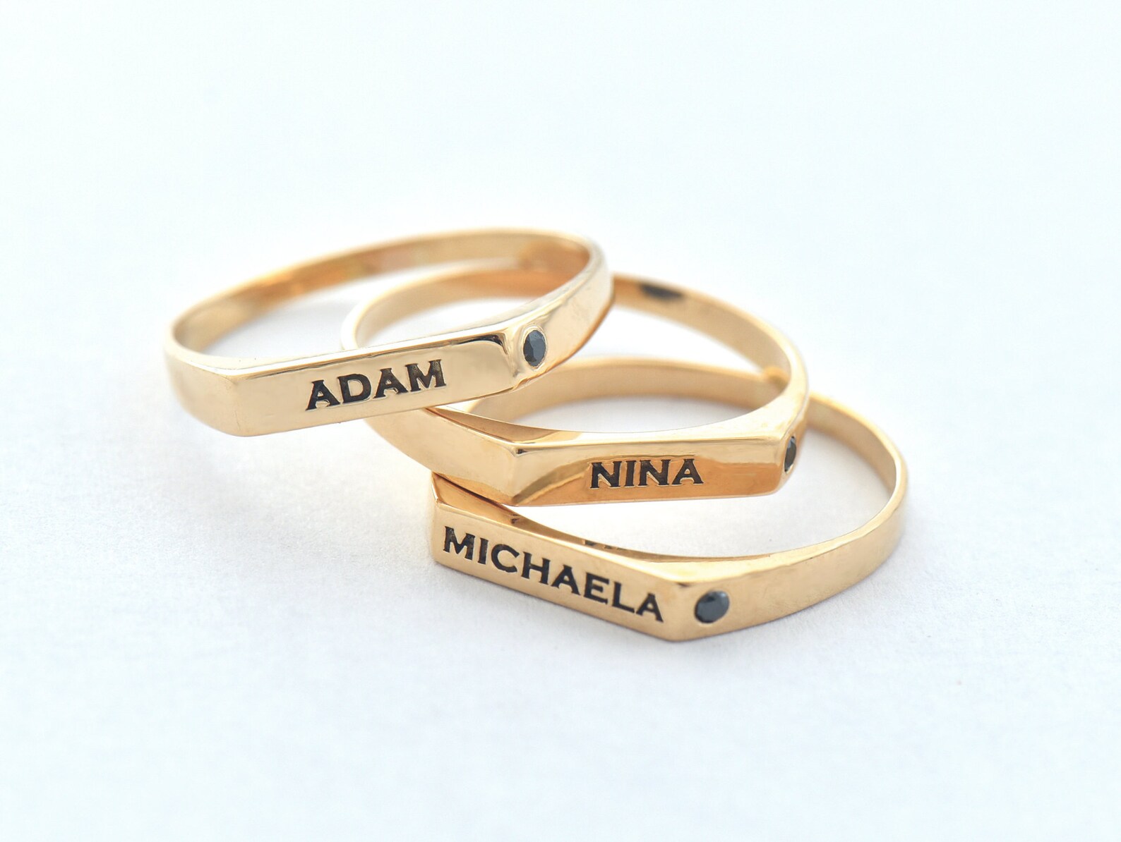 Customized Gold Ring Stacking Name Ring Stackable Signet - Etsy
