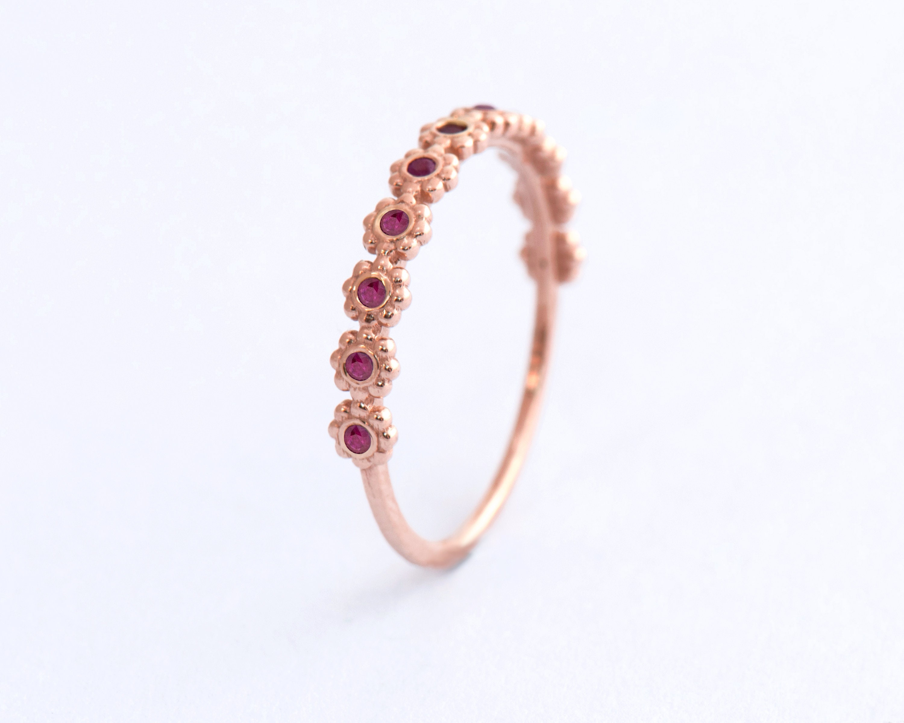 14k Rose Gold Ruby Ring Thin Gold Ring Delicate Gold Rings | Etsy