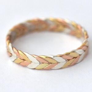 Three Tone Gold Ring, Trinity Wedding Band, Unique Men's/ Womens ...