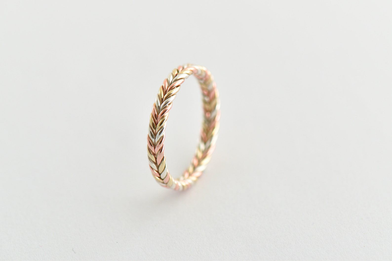 Woven Wedding Band Tri Color Braided Ring Celtic Wedding - Etsy